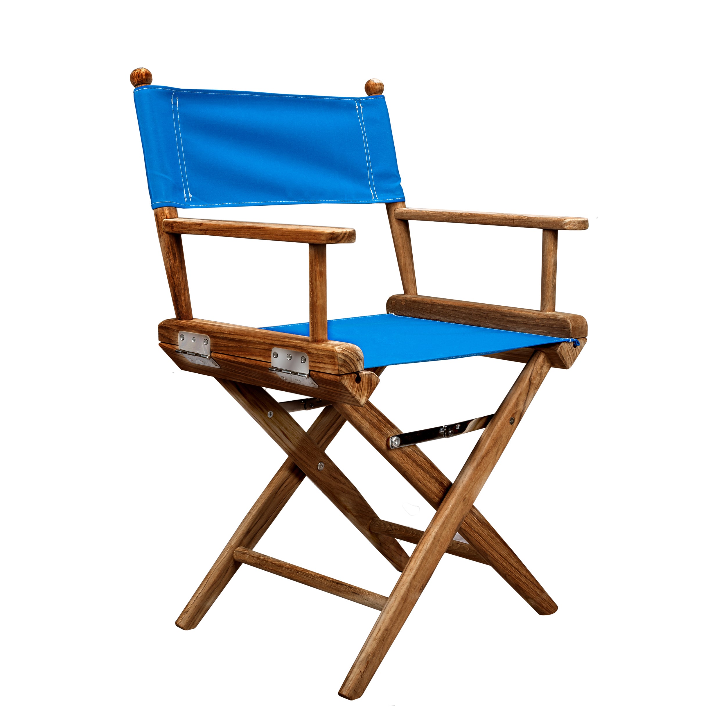 Directors Chair With Pacific Blue SUNBRELLA® Fabric Covers - Oiled Fin