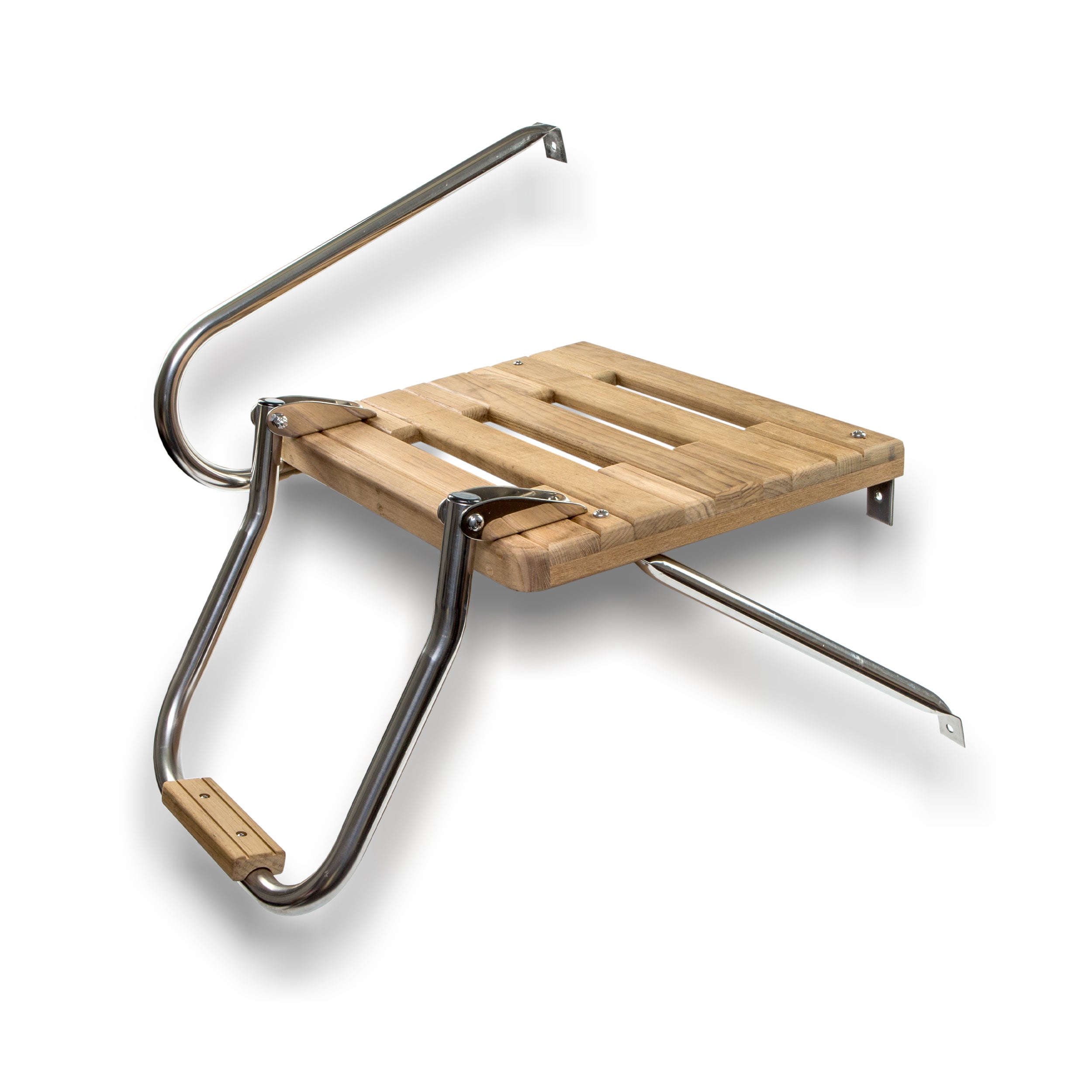 Teak Swim Platform w/ Ladder and Mounting Hardware for Boats w/ Outboa